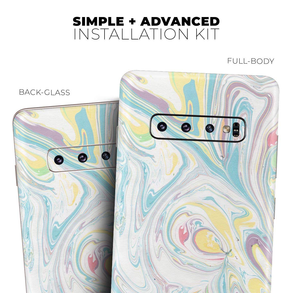 DesignSkinz Marbleized Swirling Candy Colors Protective Vinyl Decal Wrap Skin Cover Compatible with The Samsung Galaxy S20 (Screen Trim & Back Glass Skin)