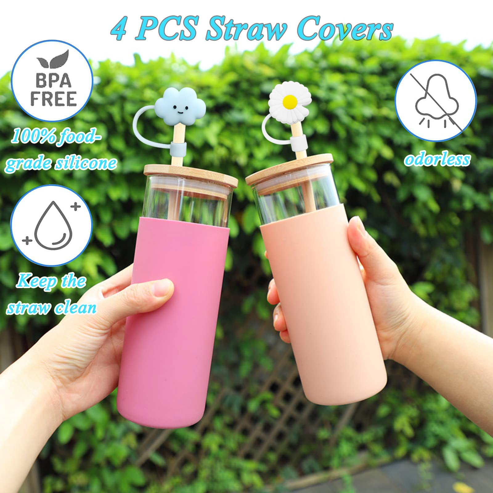 4Pcs Straw Cover Cap for Stanley Cup,Silicone Straw Topper Compatible with 30&40 Oz Tumbler with Handle,Straw Tip Covers 10mm for Stanley Cups Accessories (4PCS)