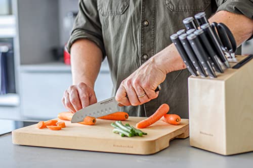 KitchenAid Gourmet 11-Piece Japanese Steel Knife Set with Sharpener and Birchwood Block