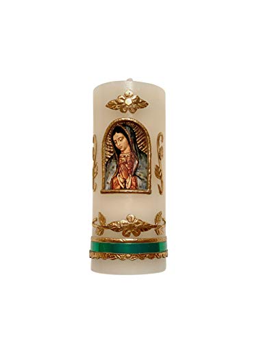 Small Our Lady of Guadalupe Made in Mexico Candle Cirio de la Virgen de Guadalupe Rezo Oración