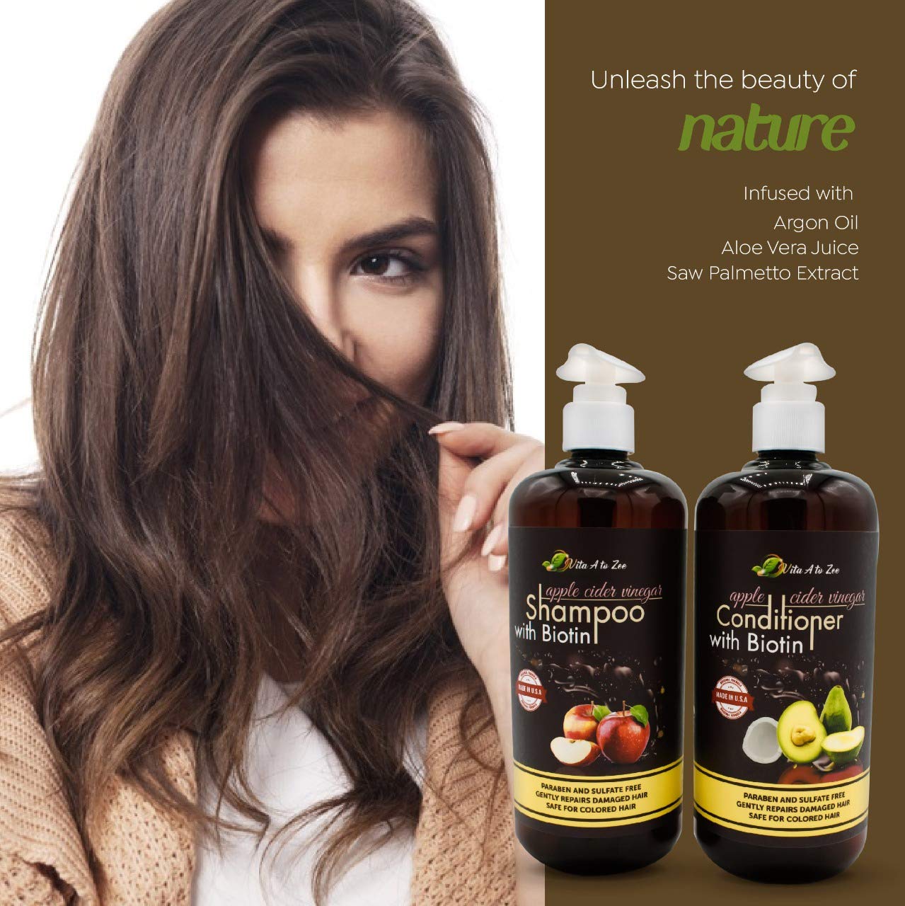 Vita A to Zee Apple Cider Vinegar Shampoo & Avocado Coconut Conditioner (2 x 16.9 fl oz)