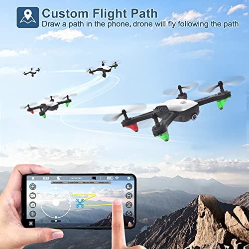 SANROCK U52 Drone with 1080P HD Camera for Adults Kids, WiFi Live Video FPV Drones RC Quadcopters for Beginners, Gesture Control, Gravity Sensor, Altitude Hold, 3D Flip, Custom Route, One Key Backward