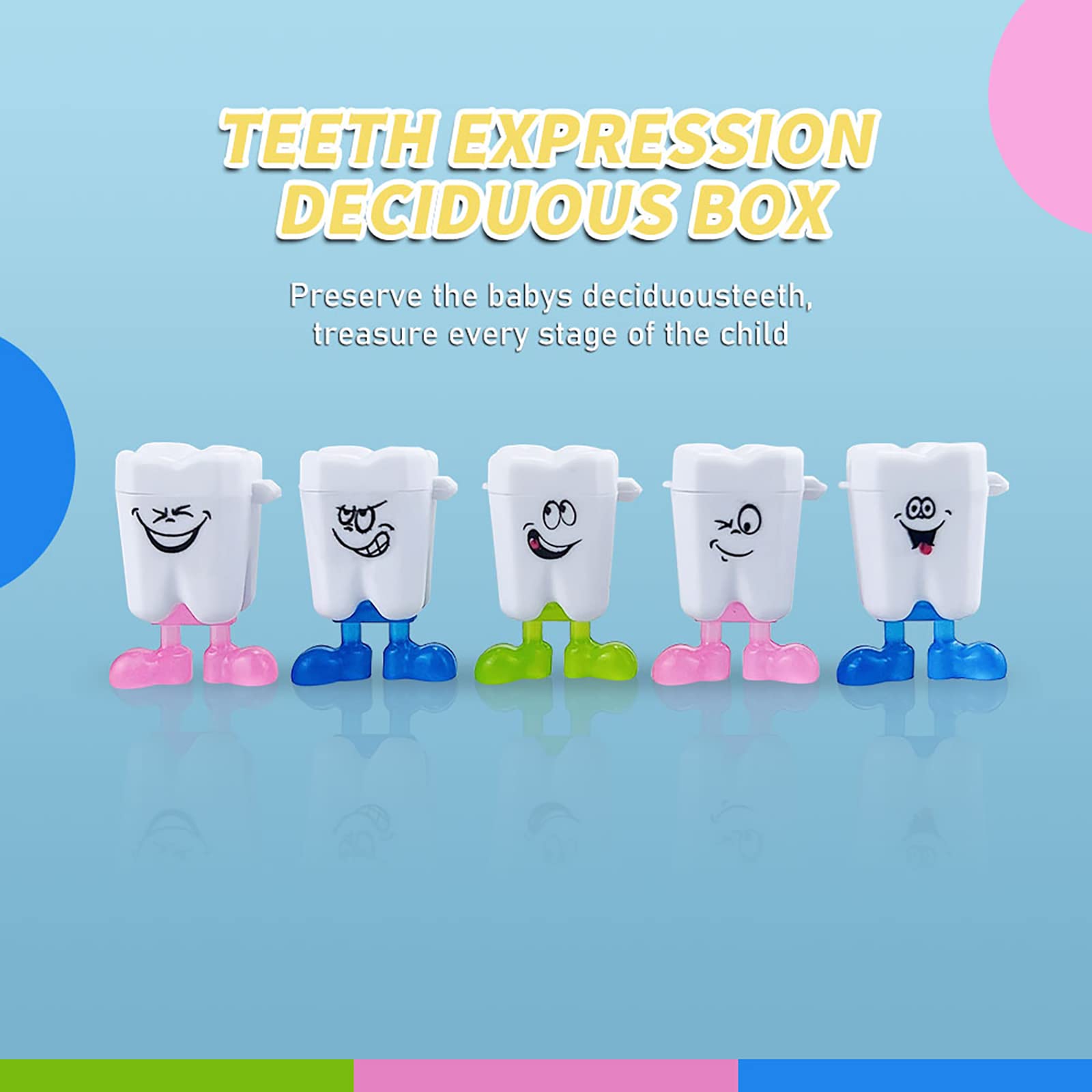 Teeth Storage Box, YOUYA DENTAL Lovely Baby Milk Tooth Fairy Box Tooth Organizer Teeth Saver Box with Expression Case Gift for Kids Keepsake-White(50 Pieces)