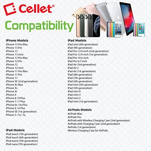 Cellet Retractable iPhone Charger Cable, Lightning Charging Cord, Compatible for Apple iPhone 14 Pro Max Plus13 12 11 iPad Pro Air, iPad Mini, Air Pod, (Apple MFI Certified)