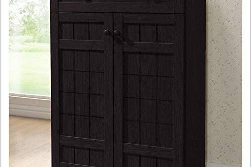 Baxton Studio Glidden Wood Modern Shoe Cabinet, Tall, Dark Brown