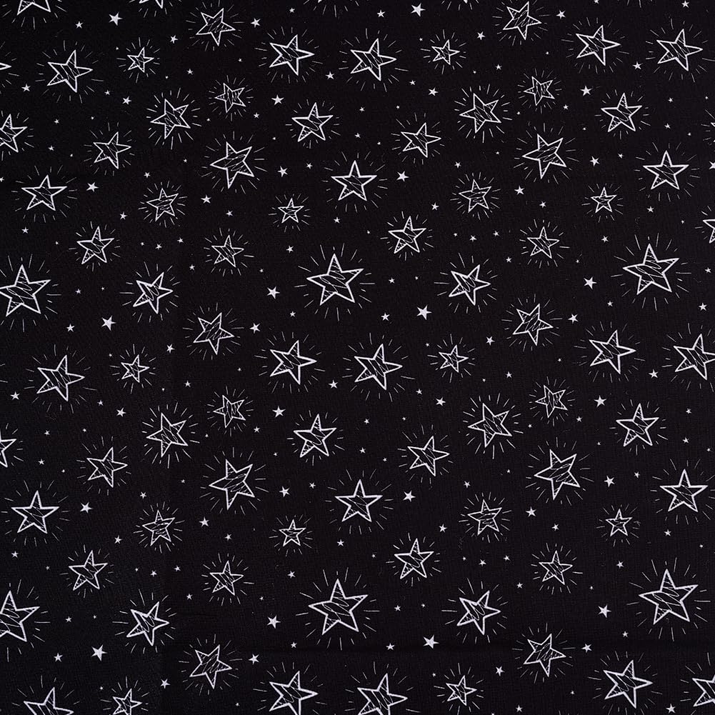 AHANDMAKER White Stars Upholstery Fabric by The Yard, Night Sky Fabric, Star Night Sky Concept Astronomy Decorative Fabric for Clothing Accessories, DIY Art Craft, 1.12 Yard, Black