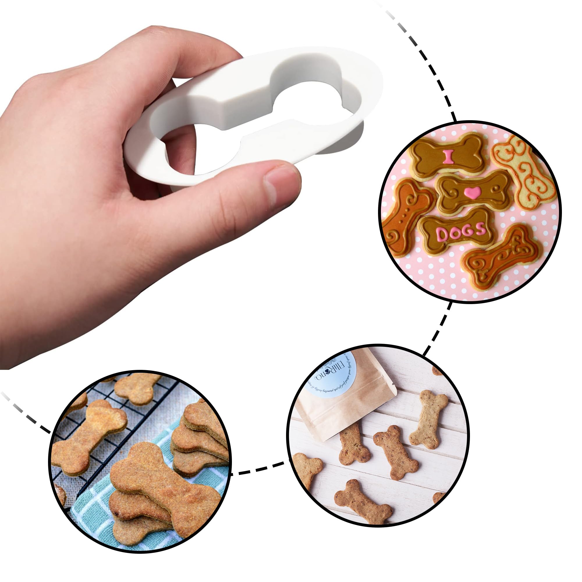 4Pcs/Set Dog Bone Cookie Cutters | Plastic Biscuit Cutter & Stamp - Dog Bone Biscuit Cake Fondant Pancake Cutter Mold | Dog Treat Mold Perfect for Homemade Dog Biscuits Varied Sizes For Pet Owners