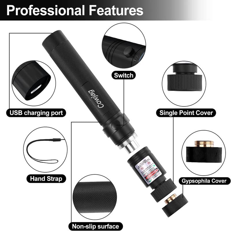 Cowjag Laser Pointer High Power, Long Range [10,000 ft] Green Powerful Handheld Flashlight with Adjustable Focus, Green Laser Pointer for Night Astronomy Outdoor and Hiking(Green Light)