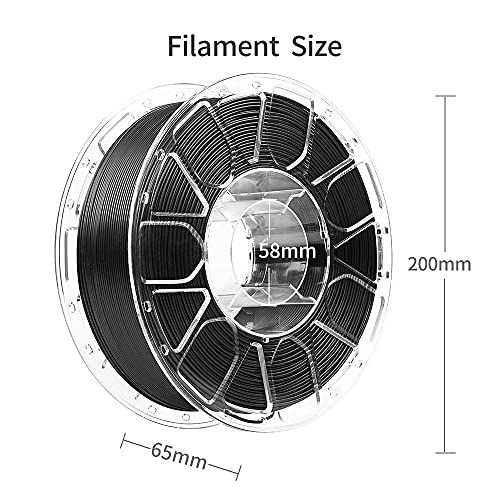 Comgrow PLA 3D Printer Filament, 3D Printer Filament 1.75mm, 1kg Spool Filament (2.2lbs), Dimensional Accuracy +/- 0.03mm, PLA Black, fit Most FDM 3D Printers