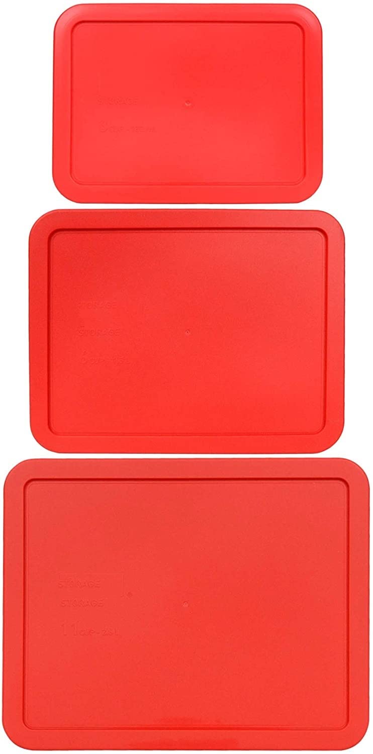 Klare Ware 3, 6 & 11 Cup Replacement Lids/Covers for Pyrex & Klare Ware Rectangular Storage Bowls (Glass Containers Not Included) Microwave, Freezer & Top Rack Dishwasher Safe (3 Pack, Turquoise)