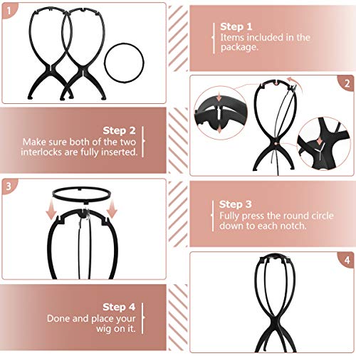 Dreamlover Wig Head Stand for Multiple Wigs, Black, 3 Packs