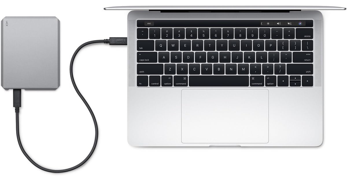 LaCie Mobile Drive, 2TB, External Hard Drive, Space Grey, USB-C, 2 Year Rescue Services (STHG2000402)