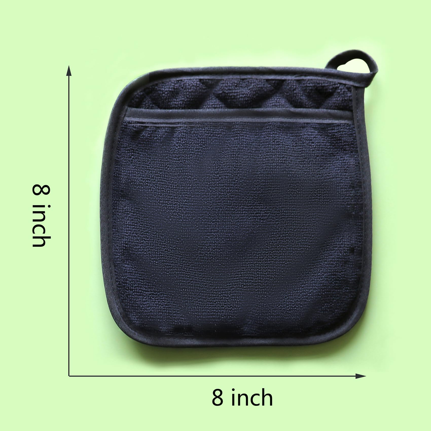 2Pcs Pot Holders Premium Terry Hot Pads Pot Holder for Kitchen Heat Resistant Cotton Potholders Oven Pot Holders Set for Cooking and Baking (Black)