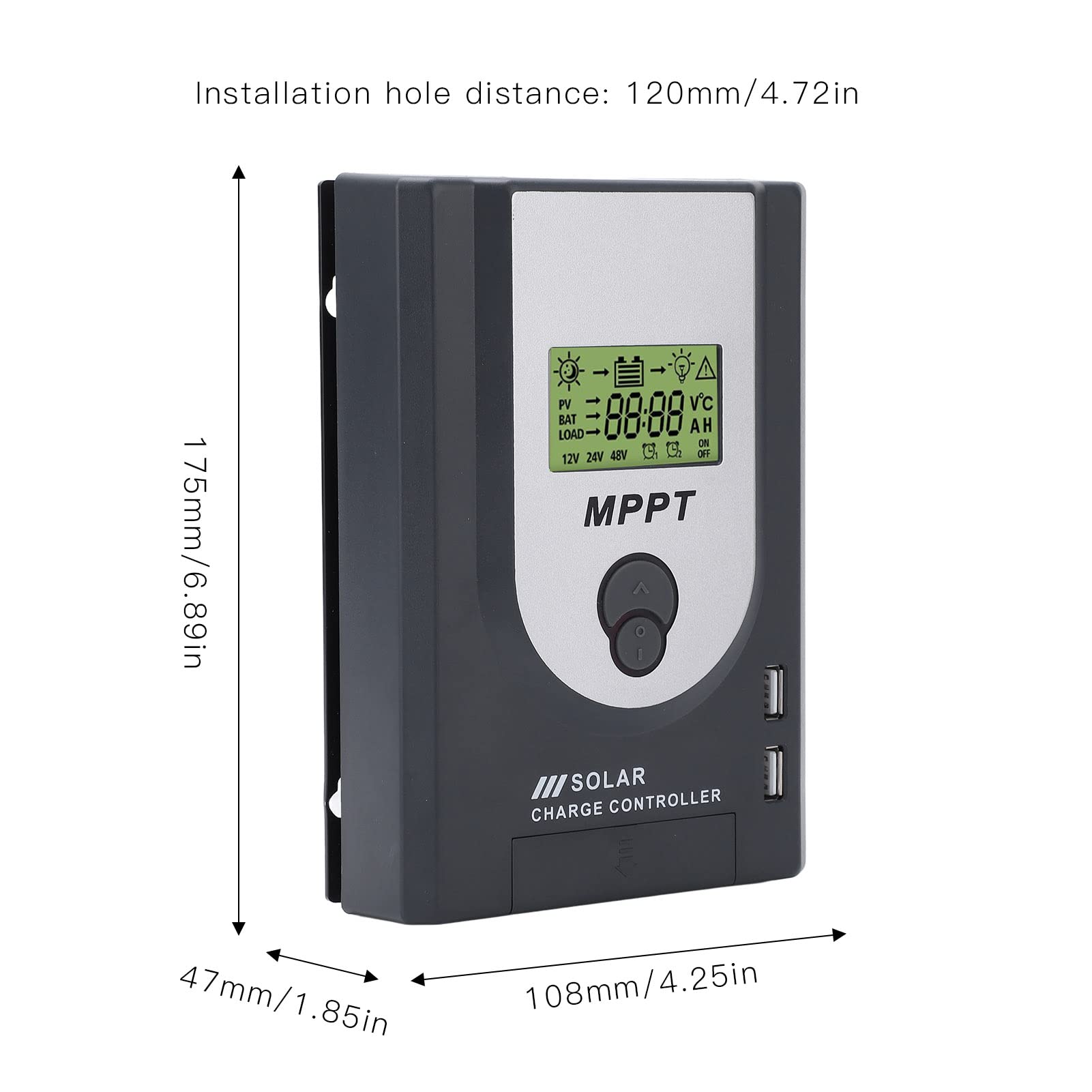 20A Solar Charge Controller, Solar Panel Regulator Temperature Compensation for Gel Lithium Batteries