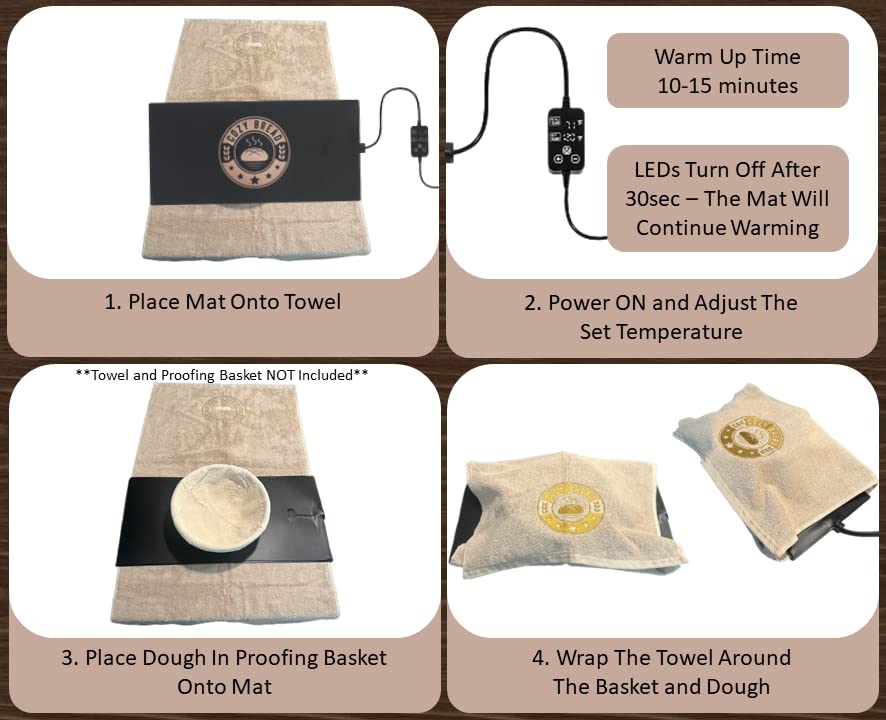 Cozy Bread™ Warming Mat | Thermostat Controlled Portable Bread Proofer (10" x 21") | Love What You Bake - Proof Dough, Keep Baked Goods Warm, Fermentation