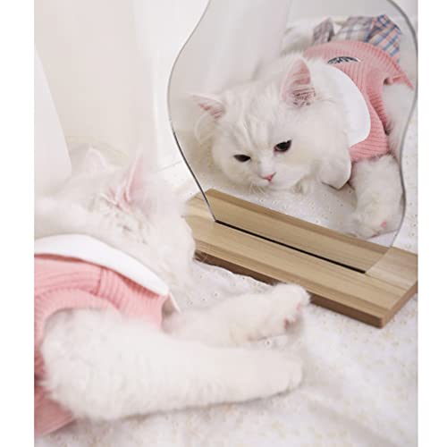 Anelekor Cute Cat Sweater Dresses with Necktie Decor Pet School Uniform Costume Puppy Spring Autumn Outfit Soft Knitted Skirt Shirts for Cat Rabbit Small Medium Dogs (X-Small, Pink)