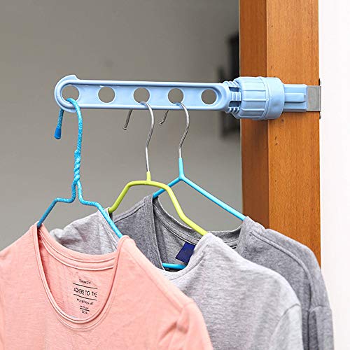 Maserfaliw Clothes Hanger Portable Indoor Balcony 5 Hole Clothes Hanging Drying Rack Window Frame Hanger Pink
