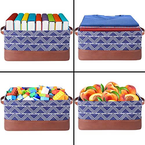 BYG Foldable Storage Bin Collapsible Sturdy Fabric Storage Basket Cube W/Handles for Organizing Shelf Nursery Toy Closet Pack of 3 Sizes