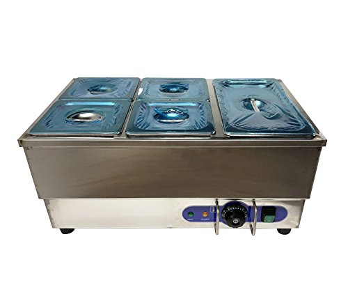 INTBUYING 5 Pan Food Warmer Steam Table Countertop Steamer Kitchen Supply