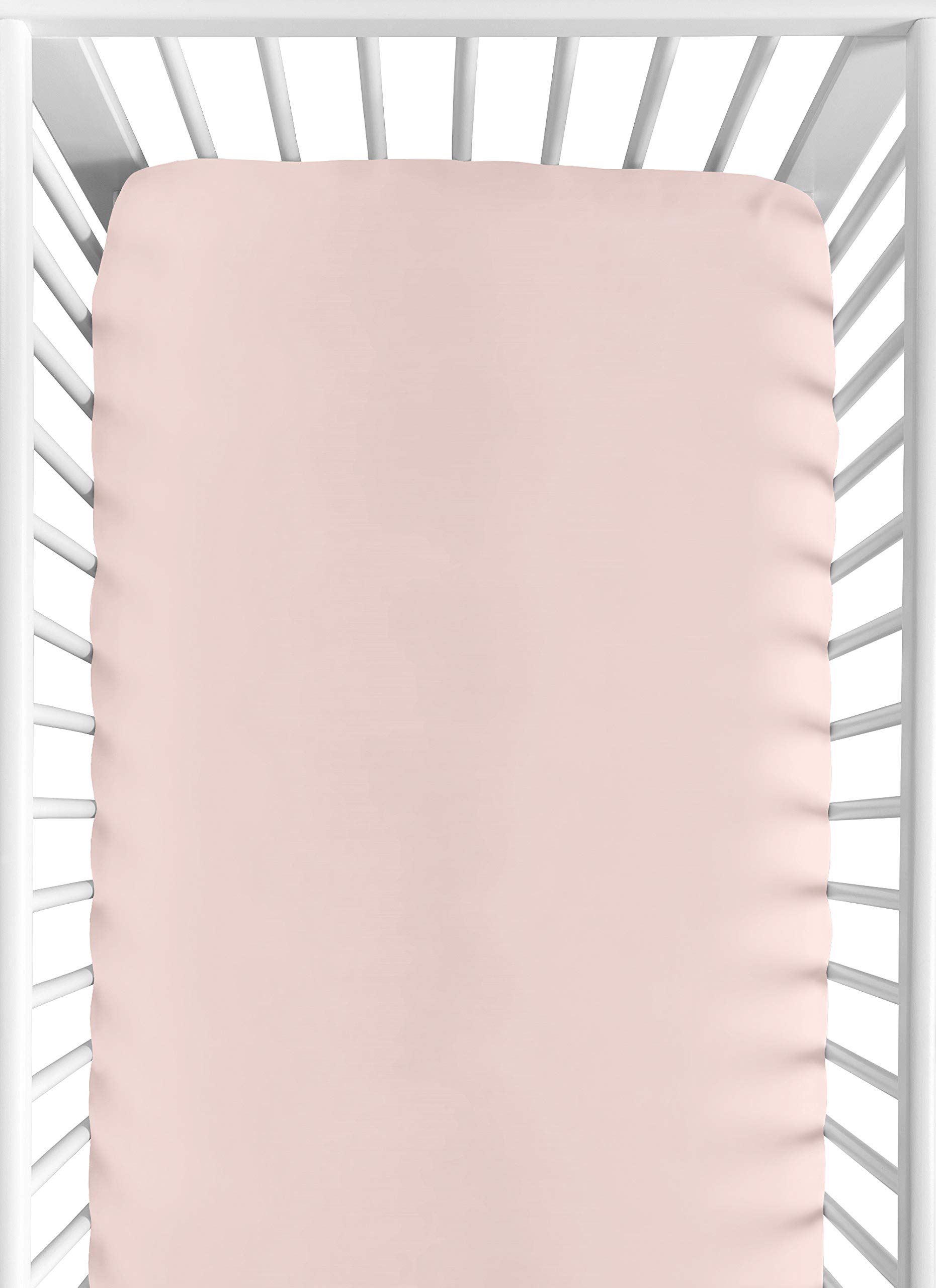Sweet Jojo Designs Blush Pink Girl Fitted Crib Sheet Baby or Toddler Bed Nursery - Solid Color Cotton for Boho Desert Sun Mountain Collection