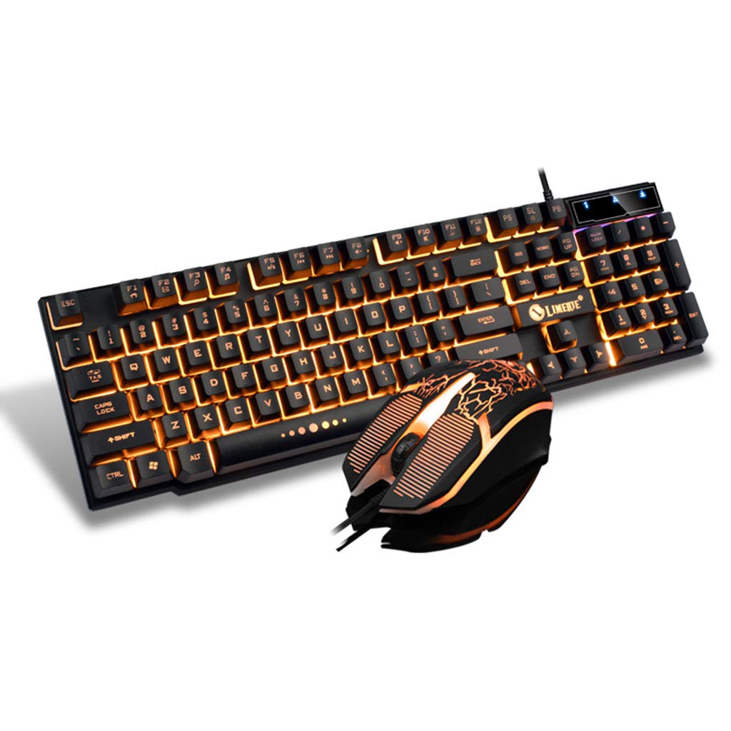 QYIYA GTX300 USB Wired 104 Keys RGB Backlight Ergonomic Gaming Mouse Keyboard Set,Black