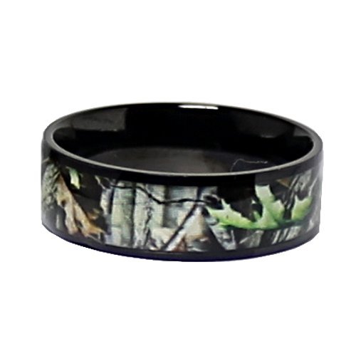 3 pc His & Hers Heart Red Camo Black Stainless Steel and Titanium Engagement Wedding Rings Set (Size His 07, Hers 08)
