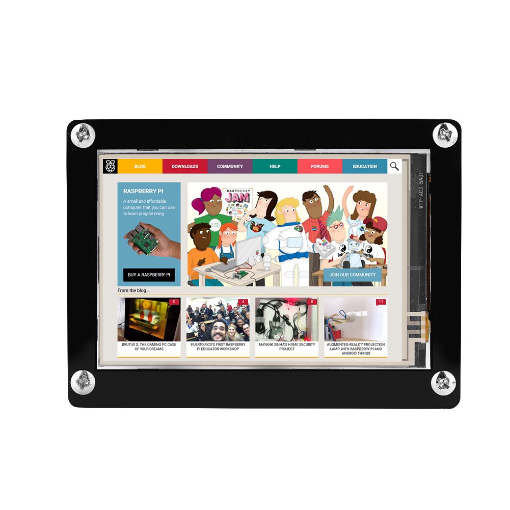 fosa 1080P 60fps 3.5 inch HDMI LCD Screen Display for Raspberry Pi 3 Mode B+,3 Mode B, Pi 2 Model B, Pi Model B+, Pi Model A+ IPS Wide Viewing Angle Display with Black Acrylic Protective Case