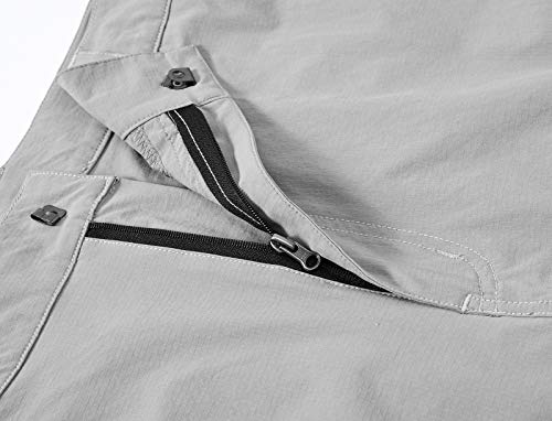 BASUDAM Men's Cargo Hiking Shorts Stretch Quick Dry Lightweight Work Shorts 6 Pockets for Camping Travel Light Grey 36