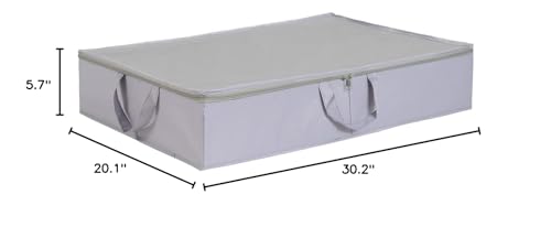 Amazon Basics Fabric Underbed Zipper Storage Bag Organizer with Handles, 30.2 Inch L X 20.1 Inch W X 5.7 Inch H (Pack Of 2), Gray