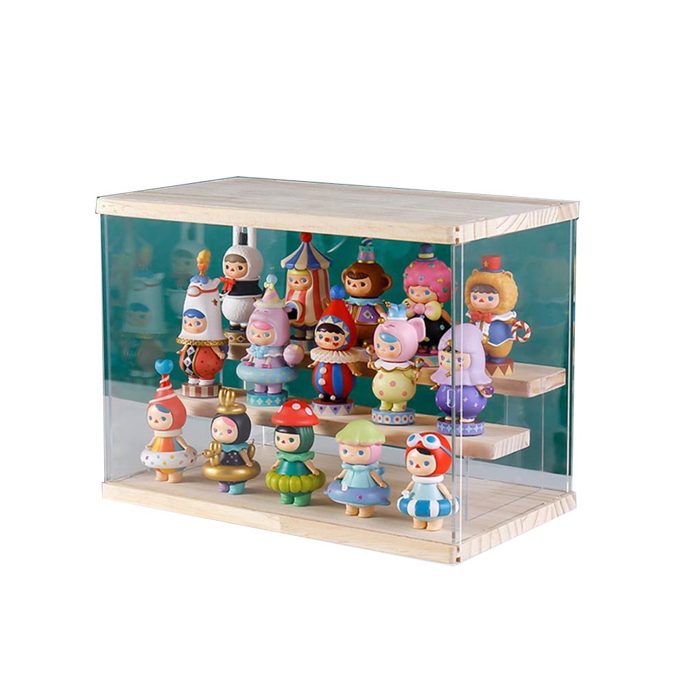 Display case for Action Figures with 2 Tier Large Storge Box,Doll Display case with Door for Figure Collectibles,Funko pop,Pop Figures,Mini Figure,Acrylic Perfume Stand(12" W x 3.9" D x 11.4" H)