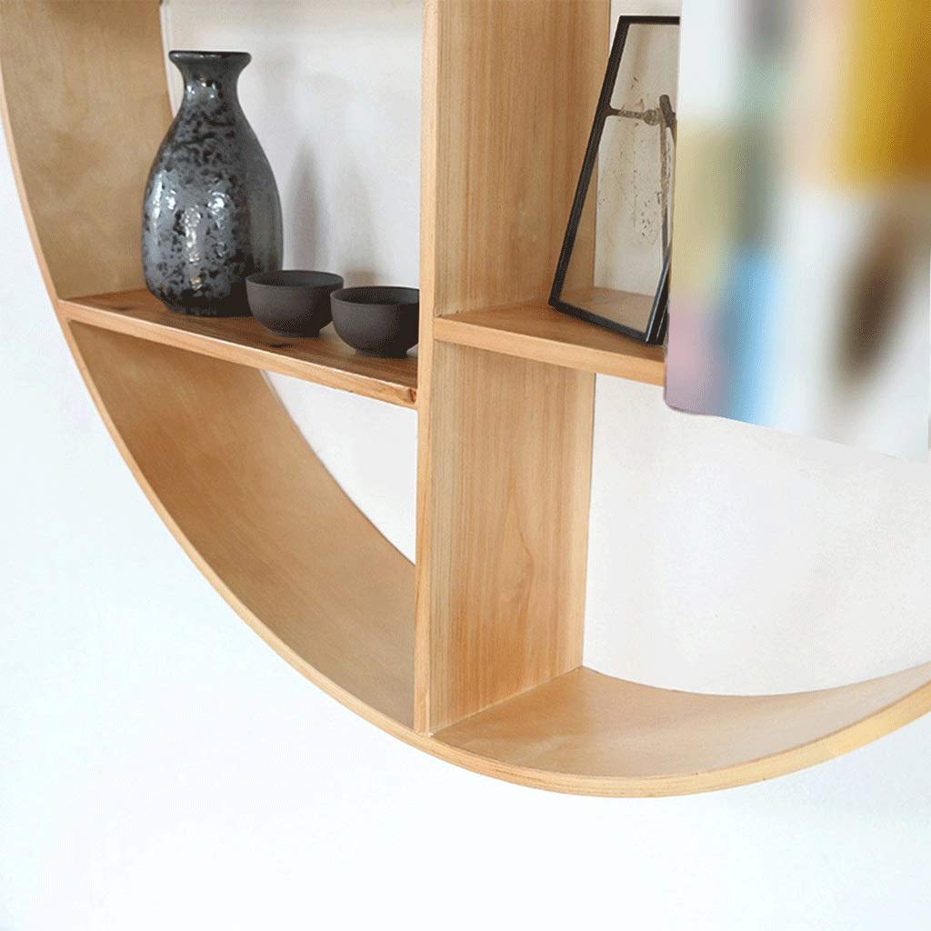 LLRYN Round Wooden Wall Shelf Racks Antique Wood Floating Shelves, Bedroom Decorative Wall Shelves, Living Room, Bathroom, Kitchen, Office, etc.