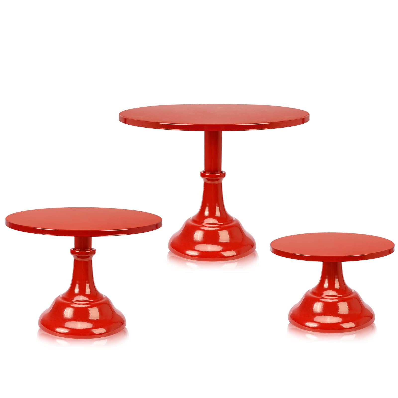 3 PCS Cake Stand Valentine's Day Red Cake Holder Display Round Dessert Stand Serving Platter for Party Wedding Birthday Baby Shower Home Decoration