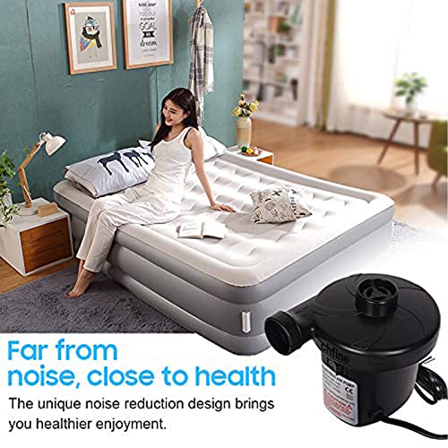 Electric Air Pump, Portable Air Pump Quick-Fill Inflator Deflator with 3in1 Nozzle Adapter for Air Mattresses Airbeds Boats Swimming Ring Inflatable Pool Raft(AC 110V/DC 12V)