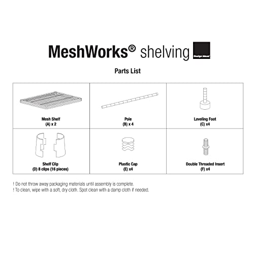 Design Ideas Meshworks 2 Tier Short Stacking Heavy Duty Metal Storage Shelving Unit, 440 Pound Capacity per Shelf, Great for Bathroom, Pantry, and Garage Storage, 31β x 13β x 17.5β
