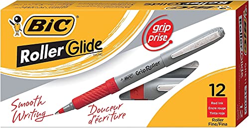 BIC Gre11rd Rollerball Pen, Fine Point, 0.7Mm, Red Ink