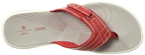 Clarks Women's Breeze Sea Flip-Flop, New Red Synthetic, 5