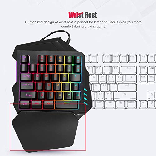 Single Hand Keyboard,HXSJ Mechanical Single Hand Gaming Keyboard 35 Keys Single Hand Keypad with FN Keys,Gaming Mini Keypad for Win 2000, Win XP/ME,Vista,Win/ 8, Androed, Linux, Apple, etc.