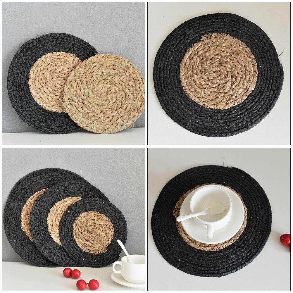 3 pcs placemat Personalized Coasters Woven Coasters for Drinks Jute Place mats Supplies Cup Insulation pad Home Place mat - Dish mat Round Rattan Grass Woven Basin
