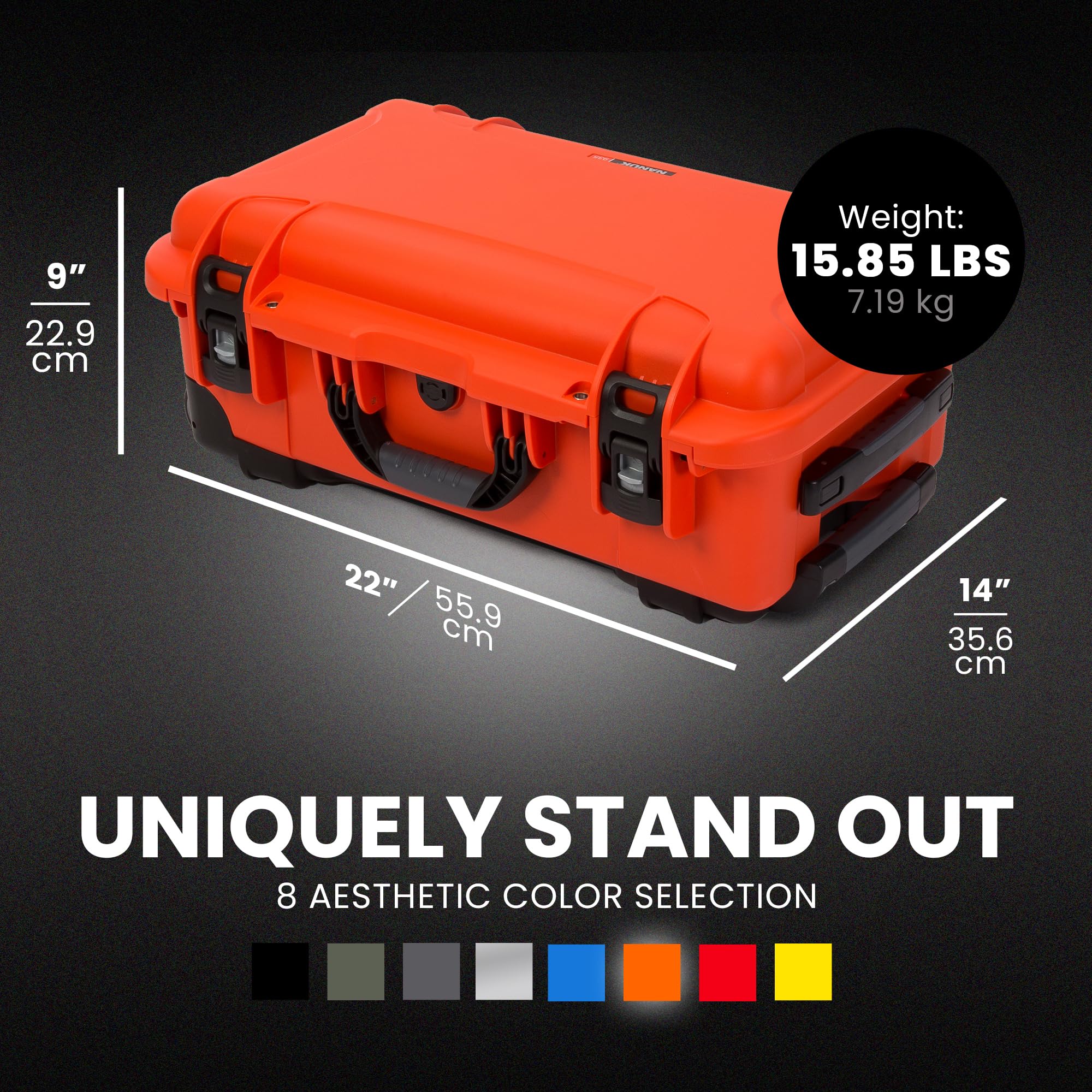 Nanuk Wheeled Series 935 Lightweight NK-7 Resin Waterproof Hard Case with Lid Organizer and Padded Dividers, Orange