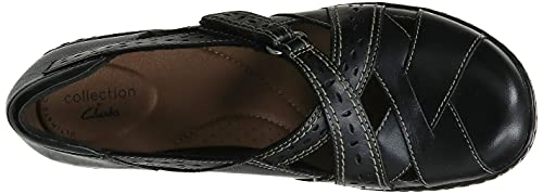 Clarks womens Ashland Spin Q Slip On Loafer, Black, 8 Wide US