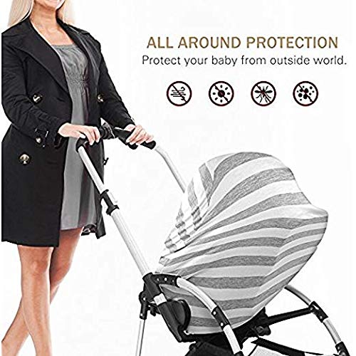 FoxSyth 5-in-1 Carseat Canopy & Nursing Cover, Stretchy & Ultra Soft Breastfeeding, Car seat & Stroller, Shopping Cart Covers for Mom