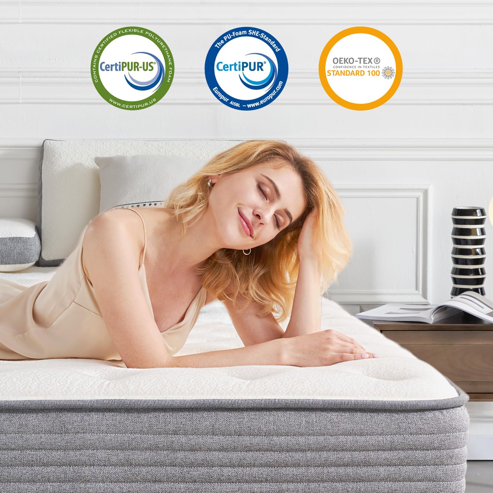 DIGLANT Twin XL Hybrid Mattress, 10 Inch Hybrid Tight Top Mattress, Memory Foam Pocket Spring Mattress Sleep Supportive & Pressure Relief, Medium Firm Feel Mattress in a Box, CertiPUR-US Certified