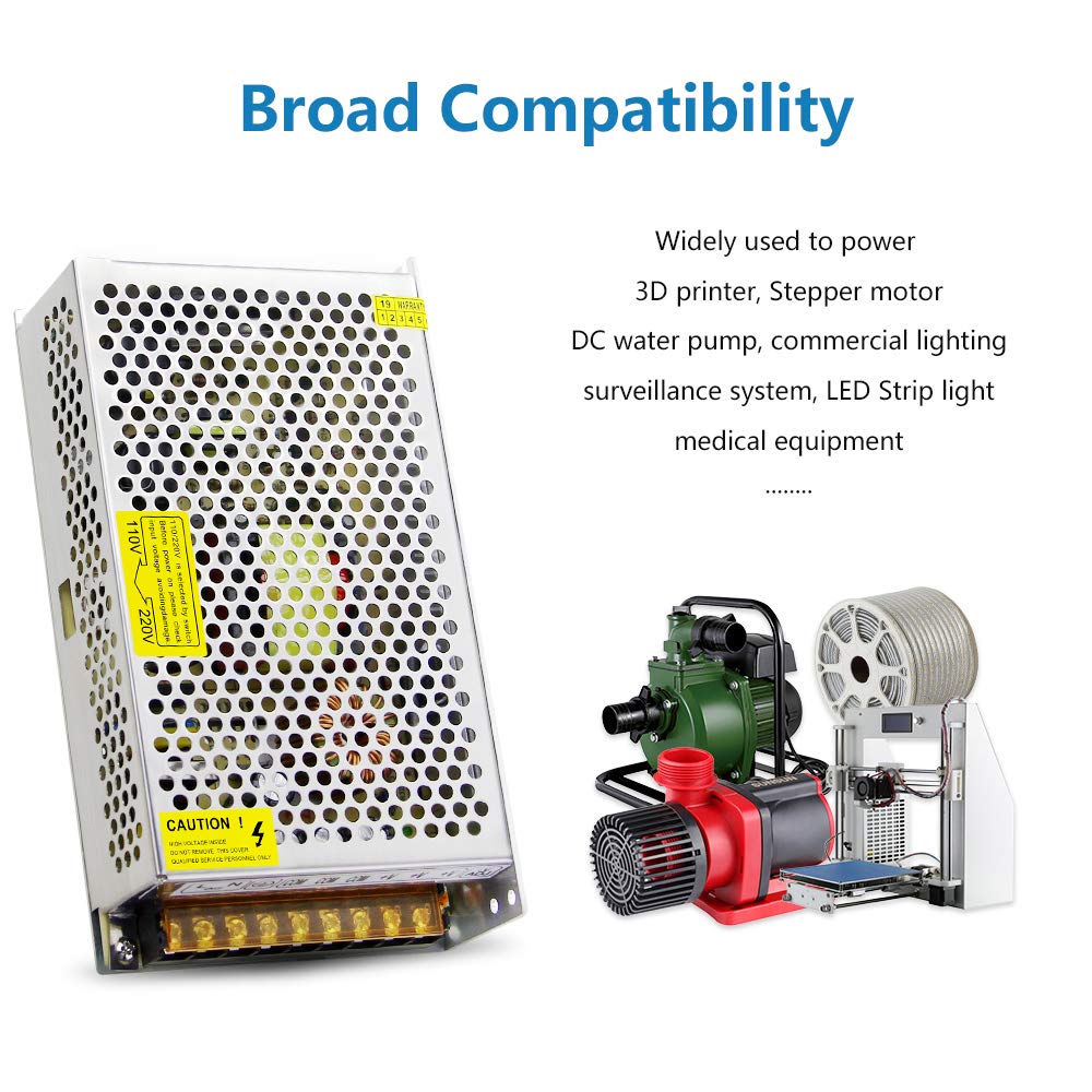 SHNITPWR 18V 10A 180W Power Supply Adapter Transformer AC 110V 220V to DC 18 Volt 10amp 9A 8A 7A 6A 5A 1A Converter LED Driver 3 Output Ports for LED Light 3D Printer CCTV Camera