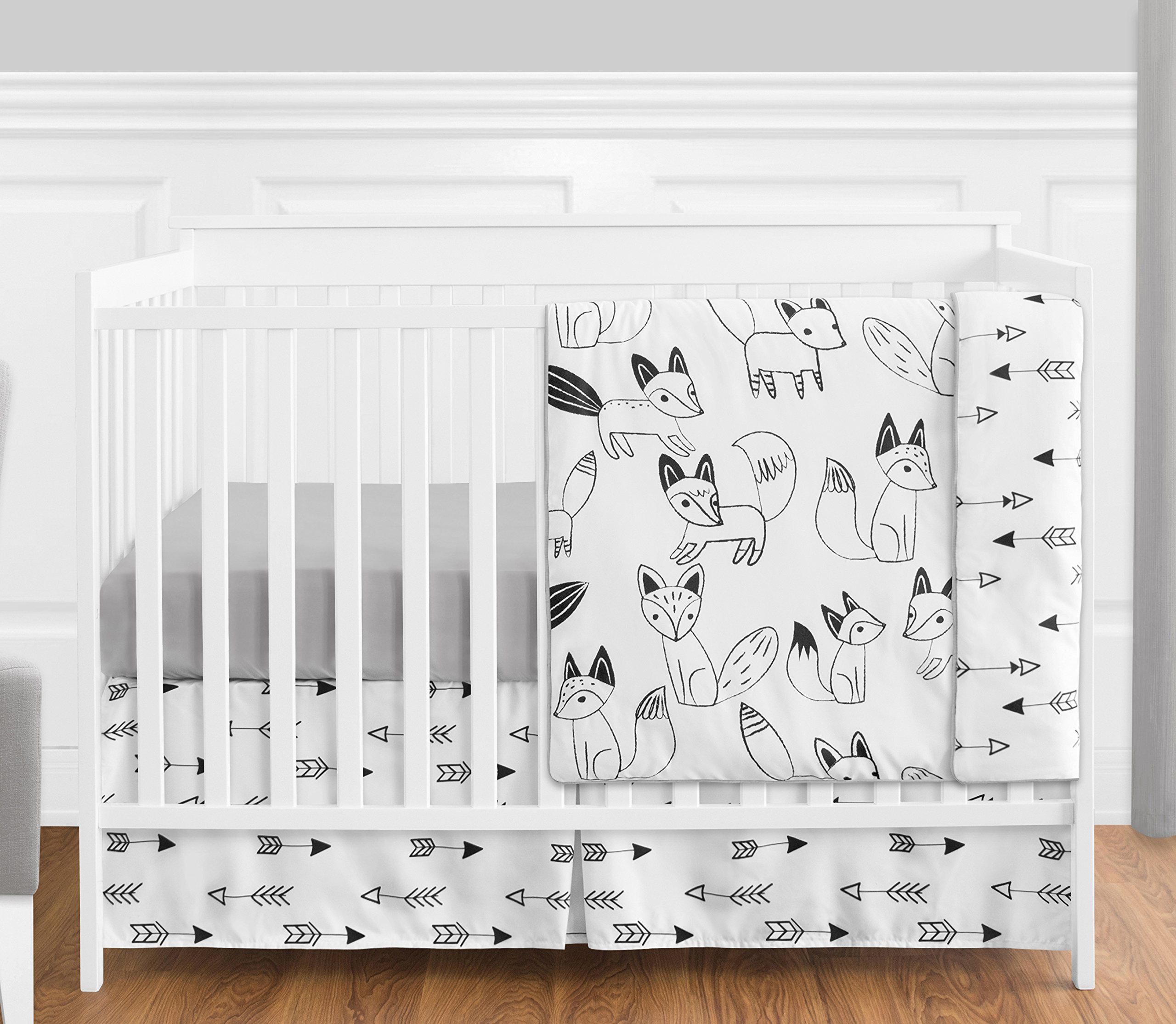 Sweet Jojo Designs Black and White Arrow Playmat Tummy Time Baby and Infant Play Mat for Black and White Fox Collection
