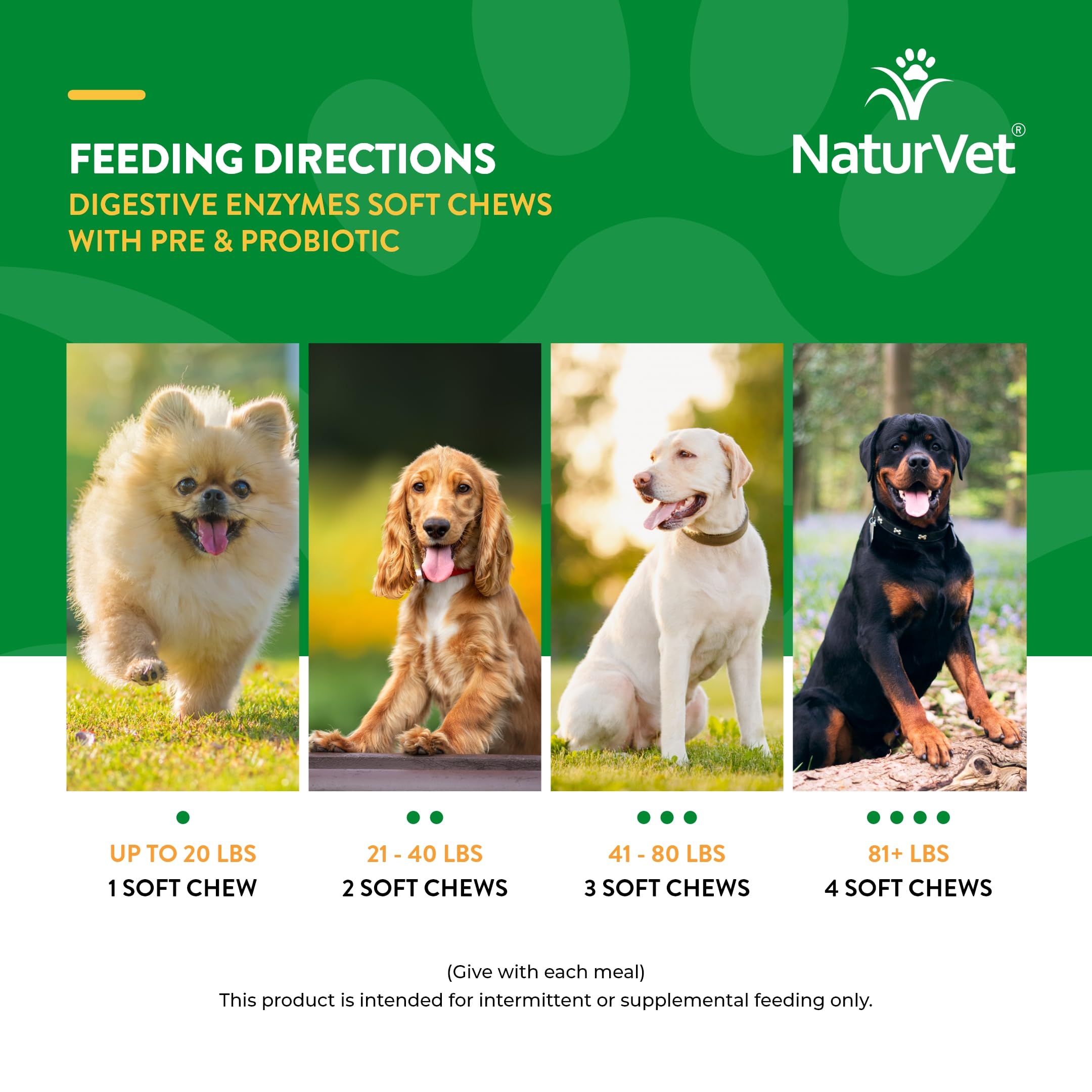 NaturVet Advanced Probiotics and Enzymes Supplement Digestive Enzymes - Plus Probiotics & Prebiotics Soft Chews, 70 Count Made in The USA with Globally Source Ingredients 70 Soft Chews