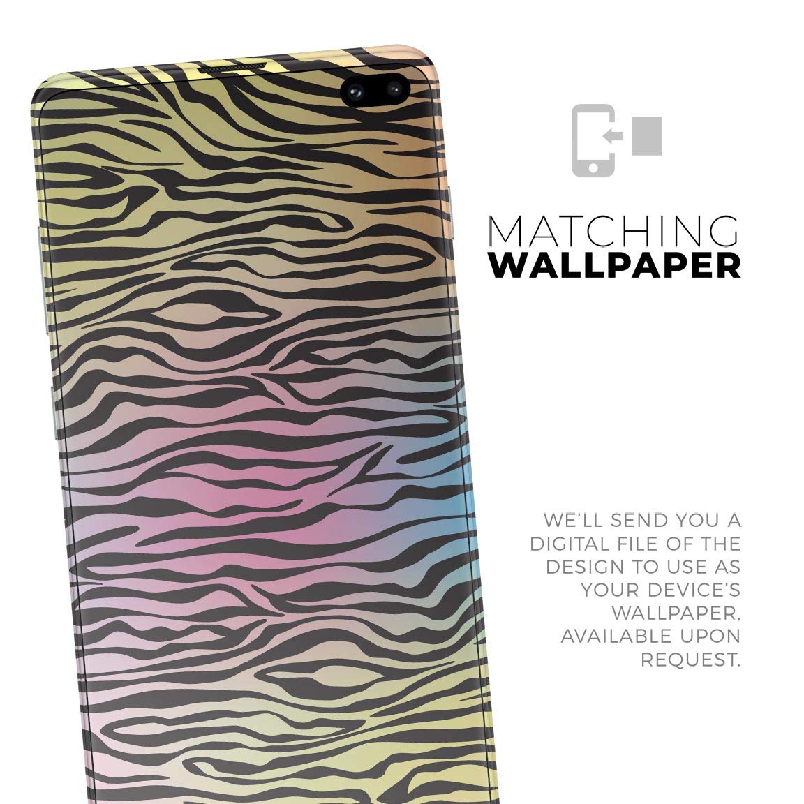 DesignSkinz Rainbow Colored Vector Black Zebra Print Protective Vinyl Decal Wrap Skin Cover Compatible with The Samsung Galaxy S20 (Screen Trim & Back Glass Skin)