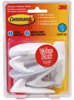 Command Strips 17081VP-6ES Medium Command Adhesive Hooks