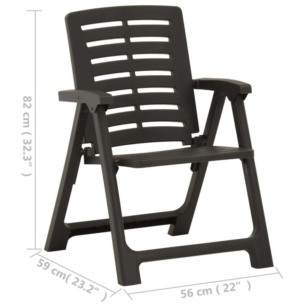 vidaXL 3-Piece Gray Bistro Set - Foldable Garden Chairs and Table - Durable Plastic - Weather-Resistant Outdoor Furniture for Patio/Deck/Balcony