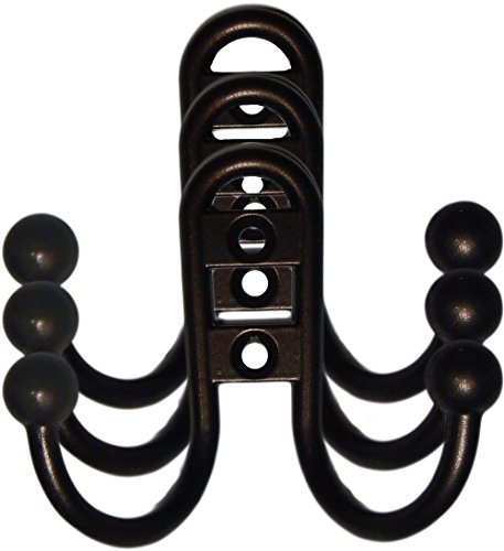 Double Coat Hook Hoops, Bronze, White & Satin Nickel Available (Bronze- 12 Hooks)