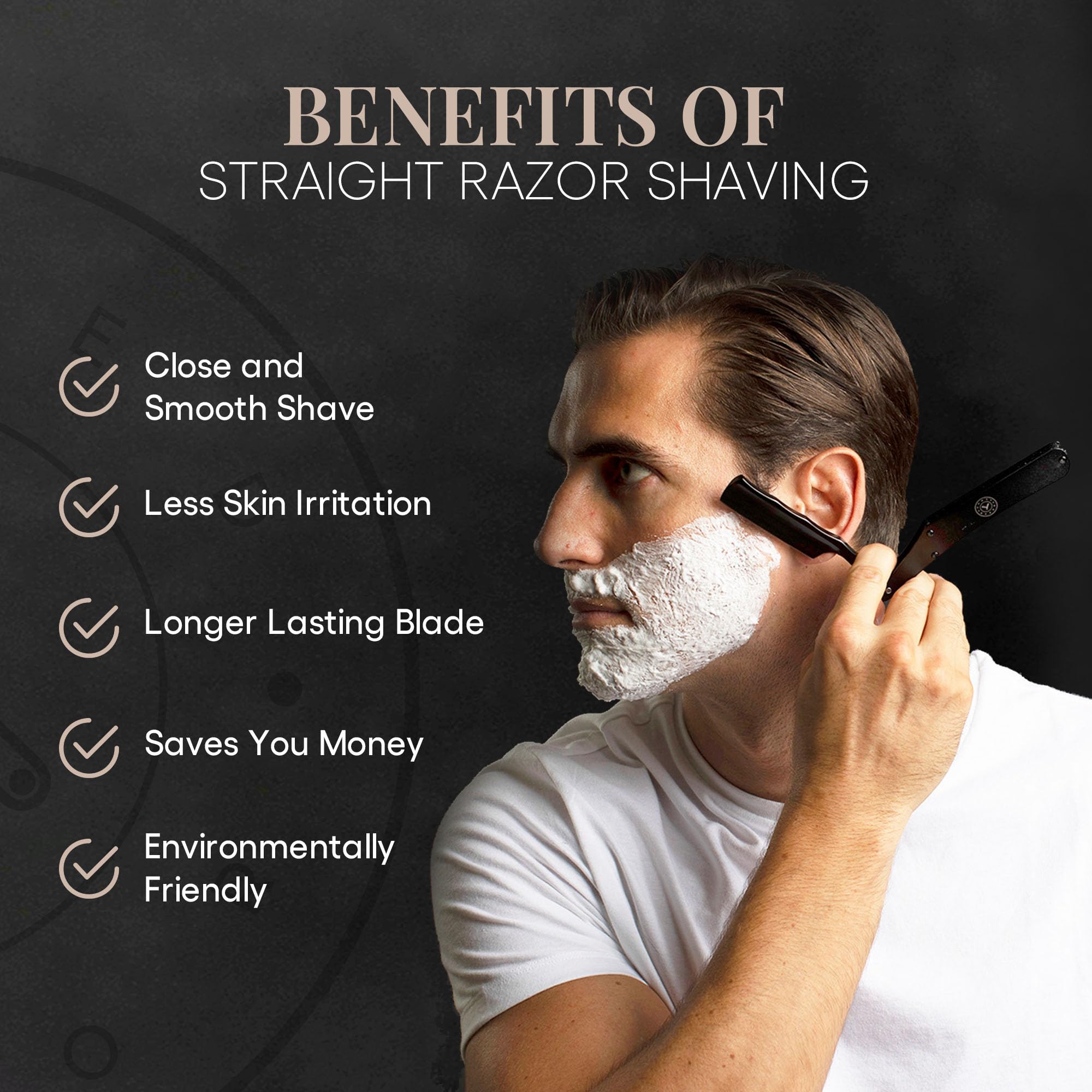 Naked Armor Straight Razor Kit - Shave-Ready Japanese Stainless Steel Blade, Complete Mens Shaving Kit, Straight Razor Shaving Kit for Beginners with Shaving Soap, Brush, Strop, Gift Box (Metallic)